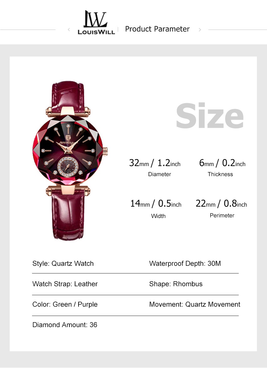 LouisWill Women's Fashion Watches Gradient Two And A Half Needle Watch ...