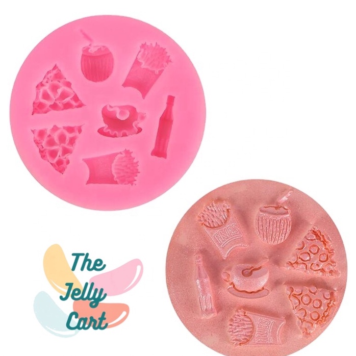 Food Snacks Silicone Molder Pizza Fries Fondant Baking Cake Clay Resin ...