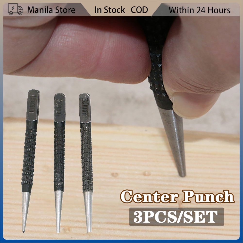 3PCS Center Pin Punch Set Non-Slip Sample Punching Center Impact ...