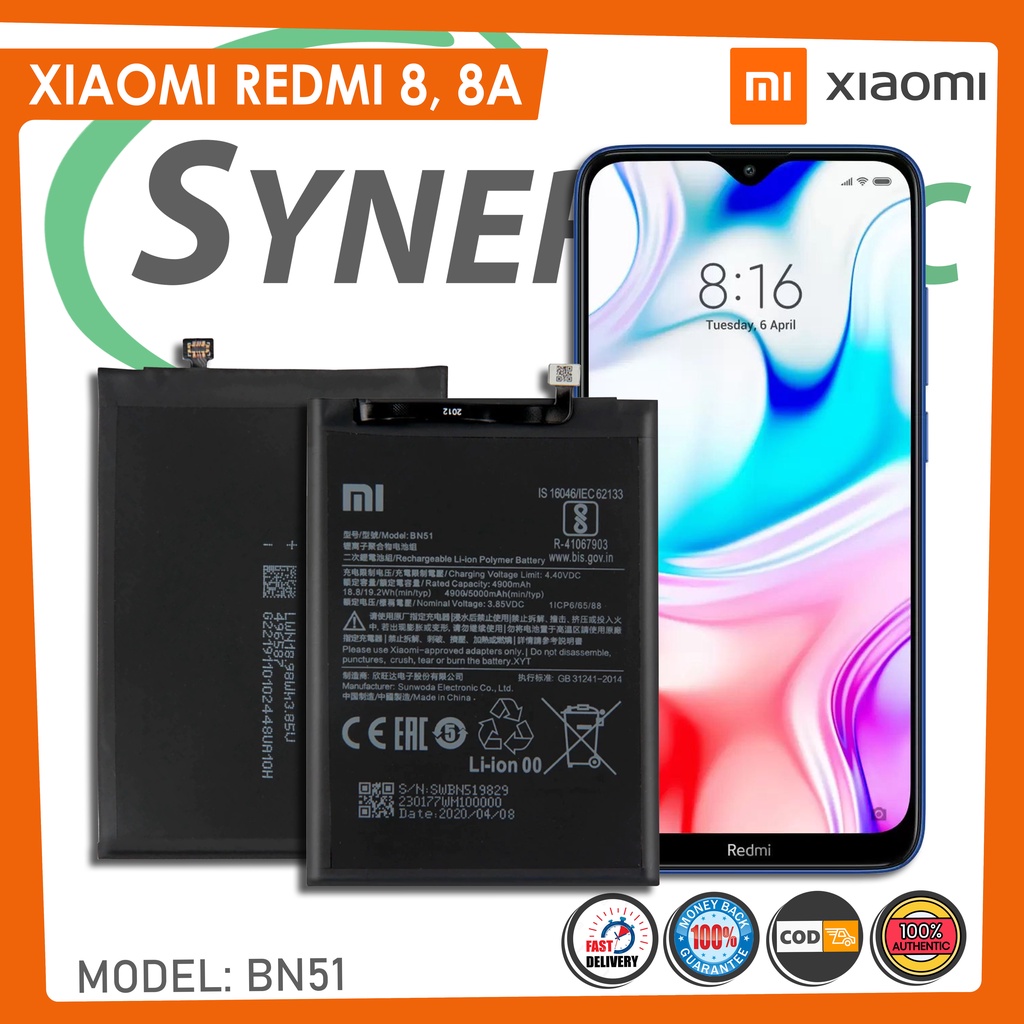 Original XIAOMI Redmi 8a Battery, Model: BN51 High Quality Battery ...