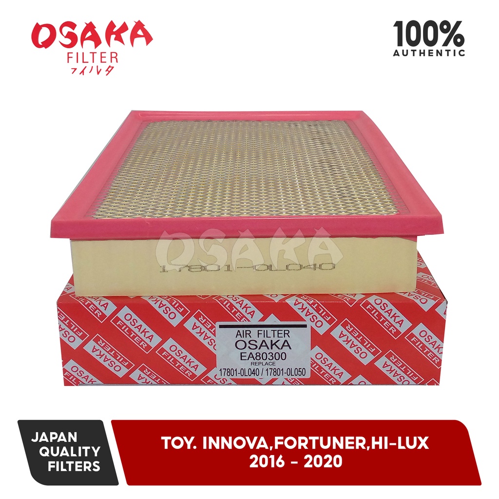 OSAKA AIR FILTER TOYOTA FORTUNER / HILUX 16'-UP 2.4L 2GDFTV, INNOVA 2.8L 16'-UP EA80300 ( 1 PC ...