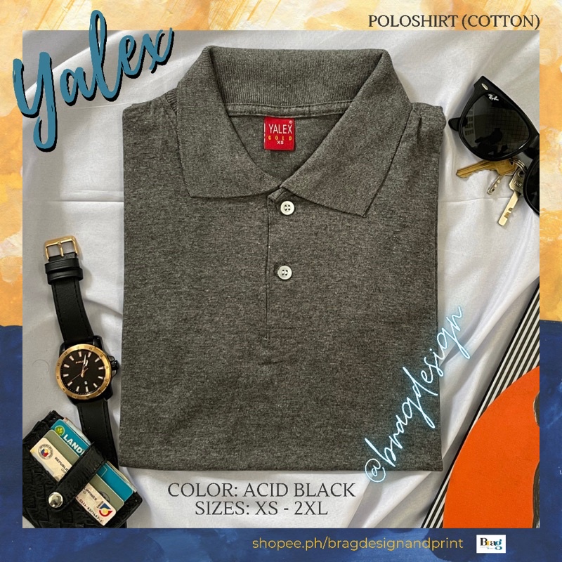 YALEX ACID BLACK | Plain COTTON POLOSHIRT | Red Label | Shopee Philippines