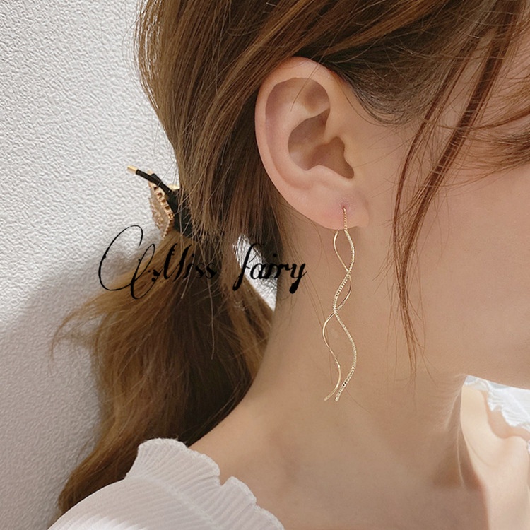 【MISSFAIRY】14K Gold Plated Minimalist Long Dangling tictac Earrings For ...