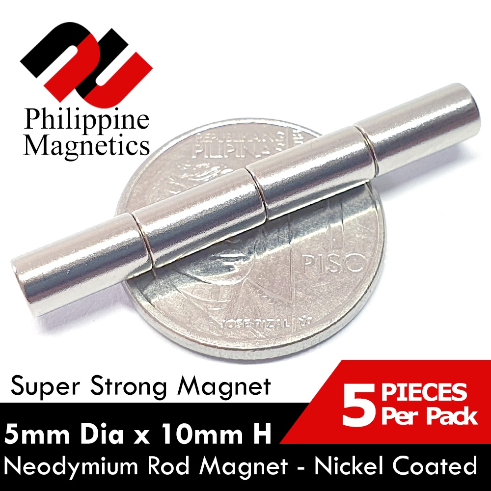 5 Pieces 5mm Diameter x 10mm Thick N42 Neodymium Magnet Strong Rare ...
