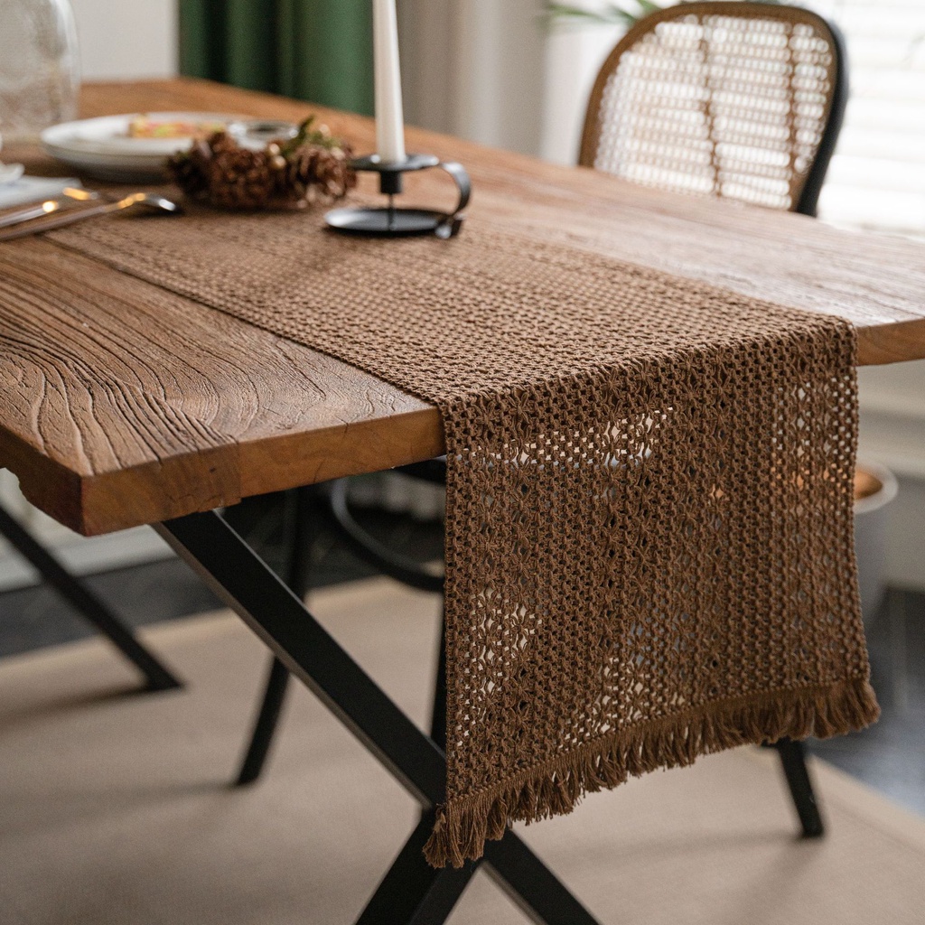 Nordic Style Table Runner Simple Woven Table Runners Long Cotton Linen ...