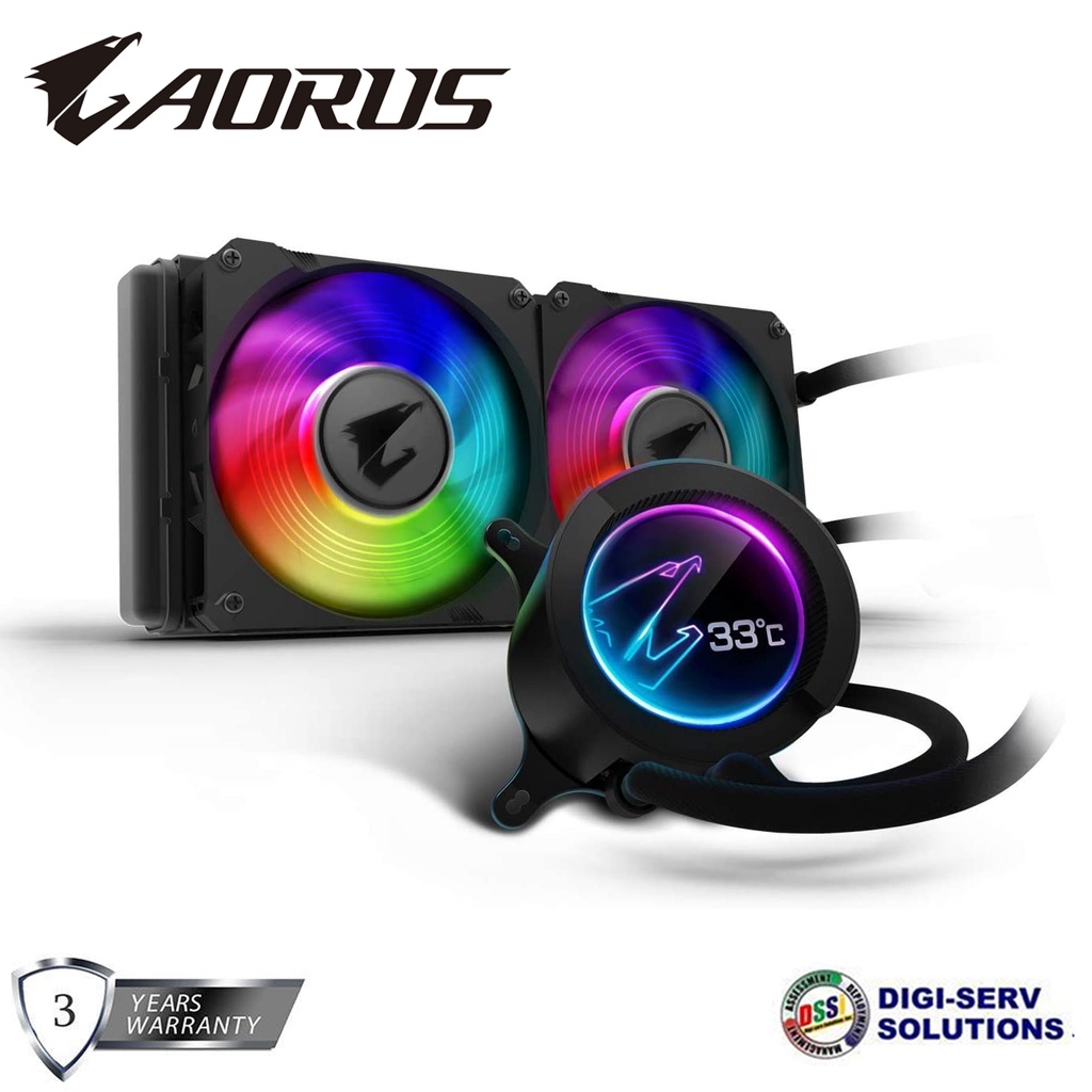 Gigabyte AORUS RGB AIO Liquid Cooler 360 w/ 360mm Radiator Triple 120mm ...