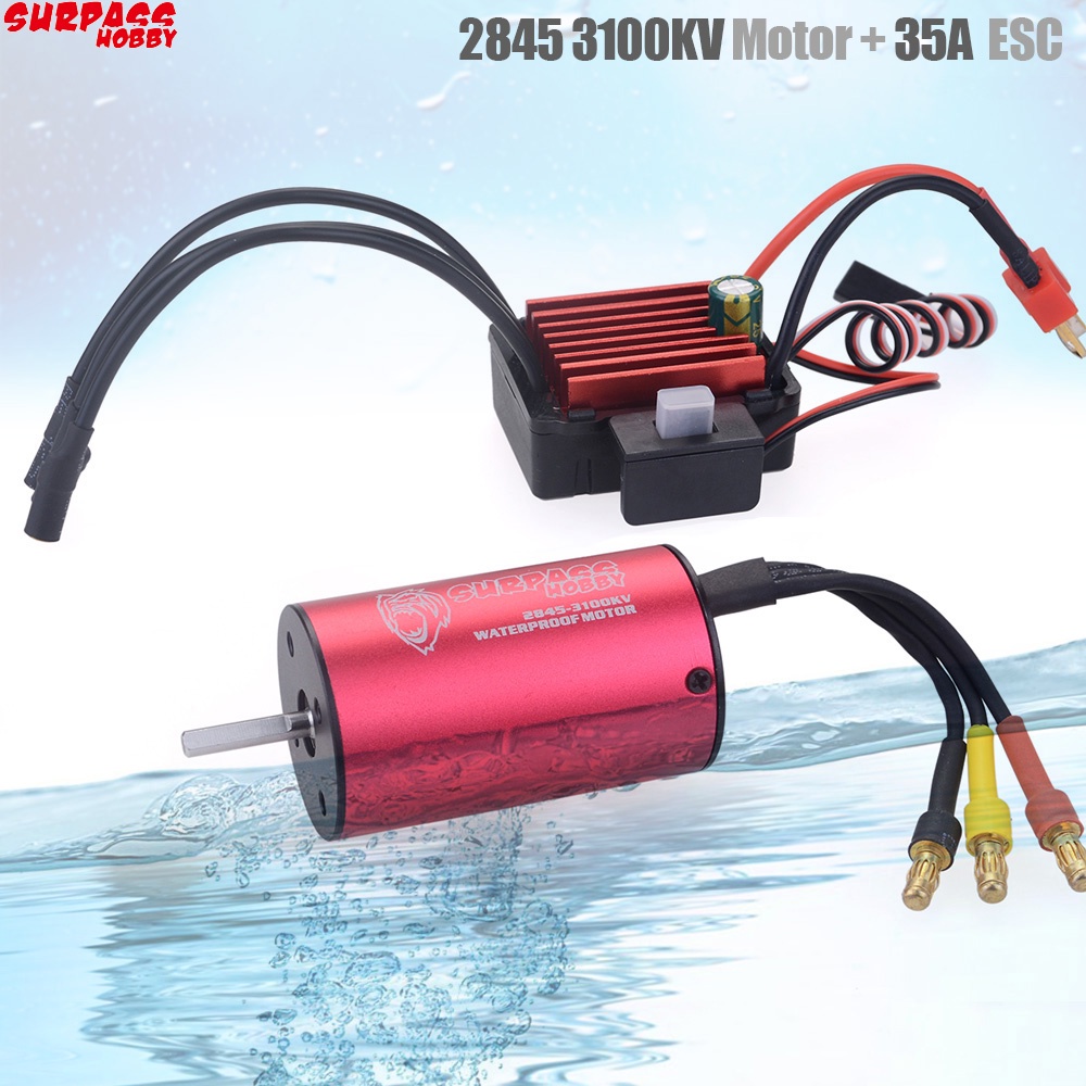 Surpass Hobby 2845 3100KV Waterproof Sensorless Brushless Motor with 35A Brushless ESC for 1:12 ...