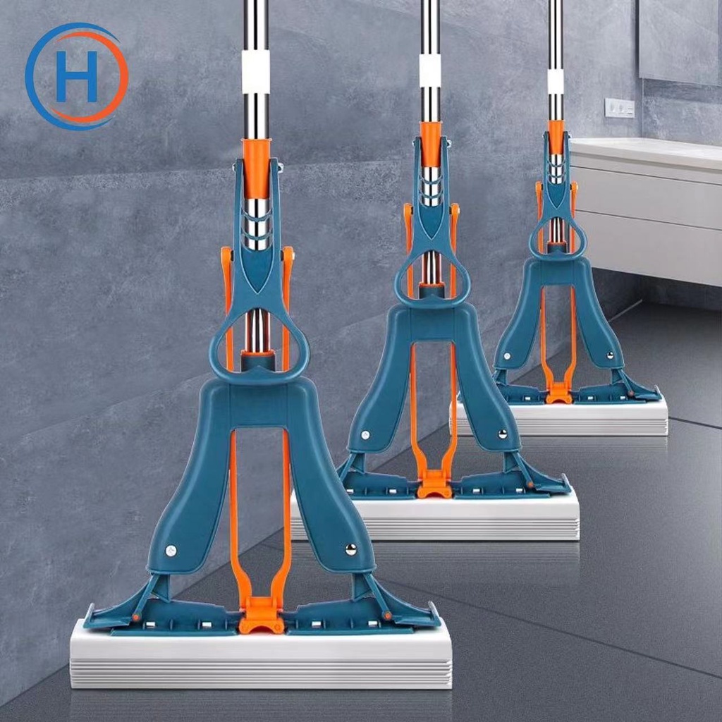HEKKAW Hand Wash-Free Lazy Sponge Mop Household Wet and Dry Water ...