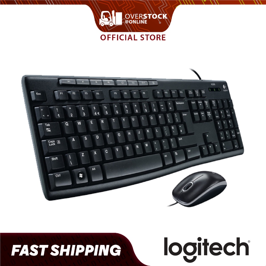 Logitech Corded Keyboard And Mouse Combo Mk200 With Media Keys Plug