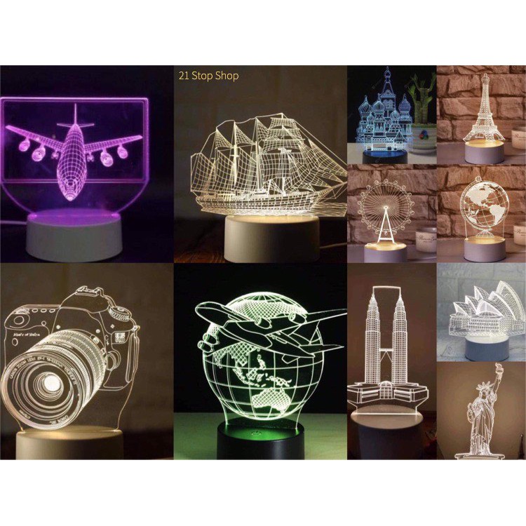 Travel/World Landmarks 3D Acrylic LED Lamp [single/7 colors/16 colors ...