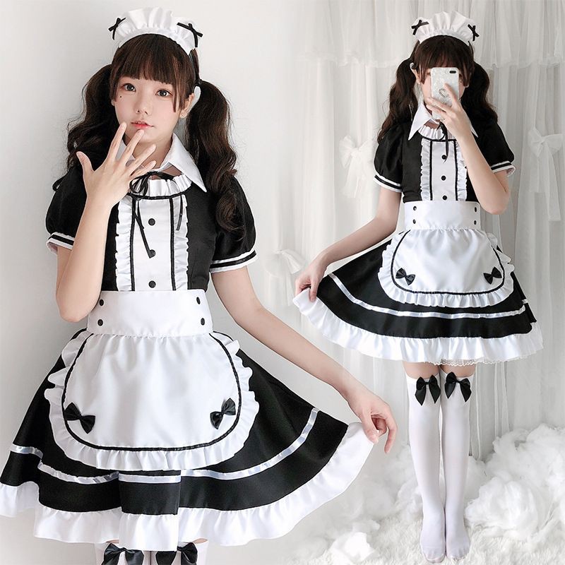 Lovely Black And White Maid Cosplay Maid Dress Costume Sakana Cosplay 