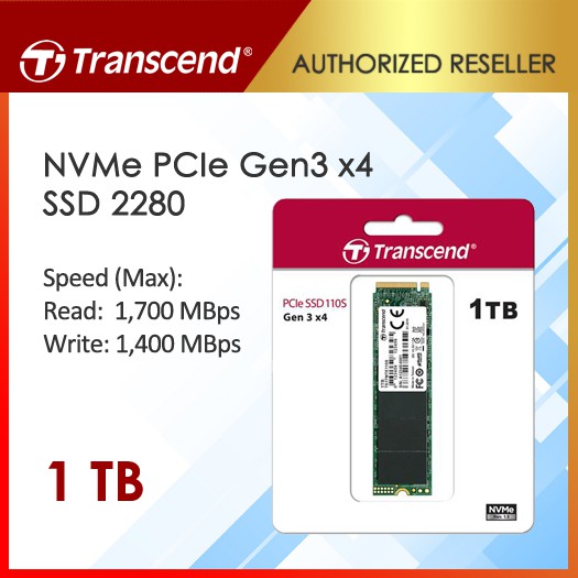 Transcend MTE110S 128G/256G/512G/1T/2T M.2 SSD 2280 PCIe NVMe Gen3x4 ...