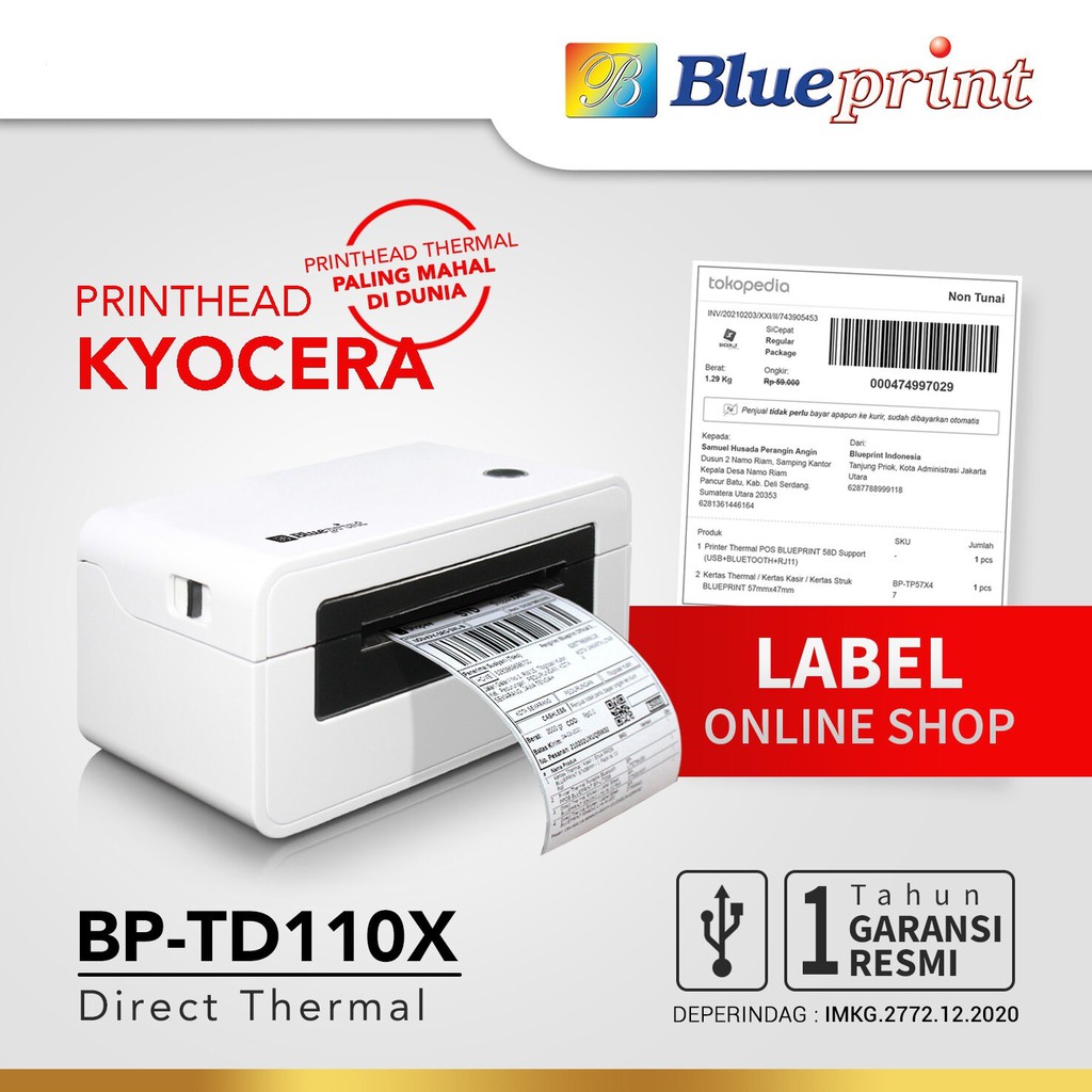 Thermal Printer BLUEPRINT USB A6 TD110X Barcode Label Receipt Direct ...
