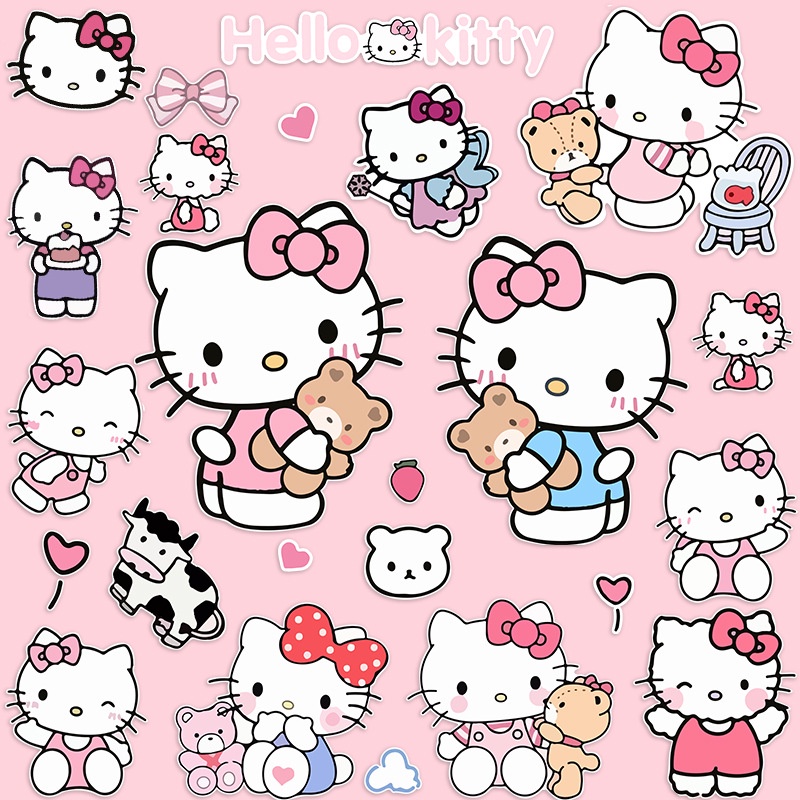 Cartoon Cute Hello kitty Cat Stickers Luggage Stickers Laptop Mobile ...