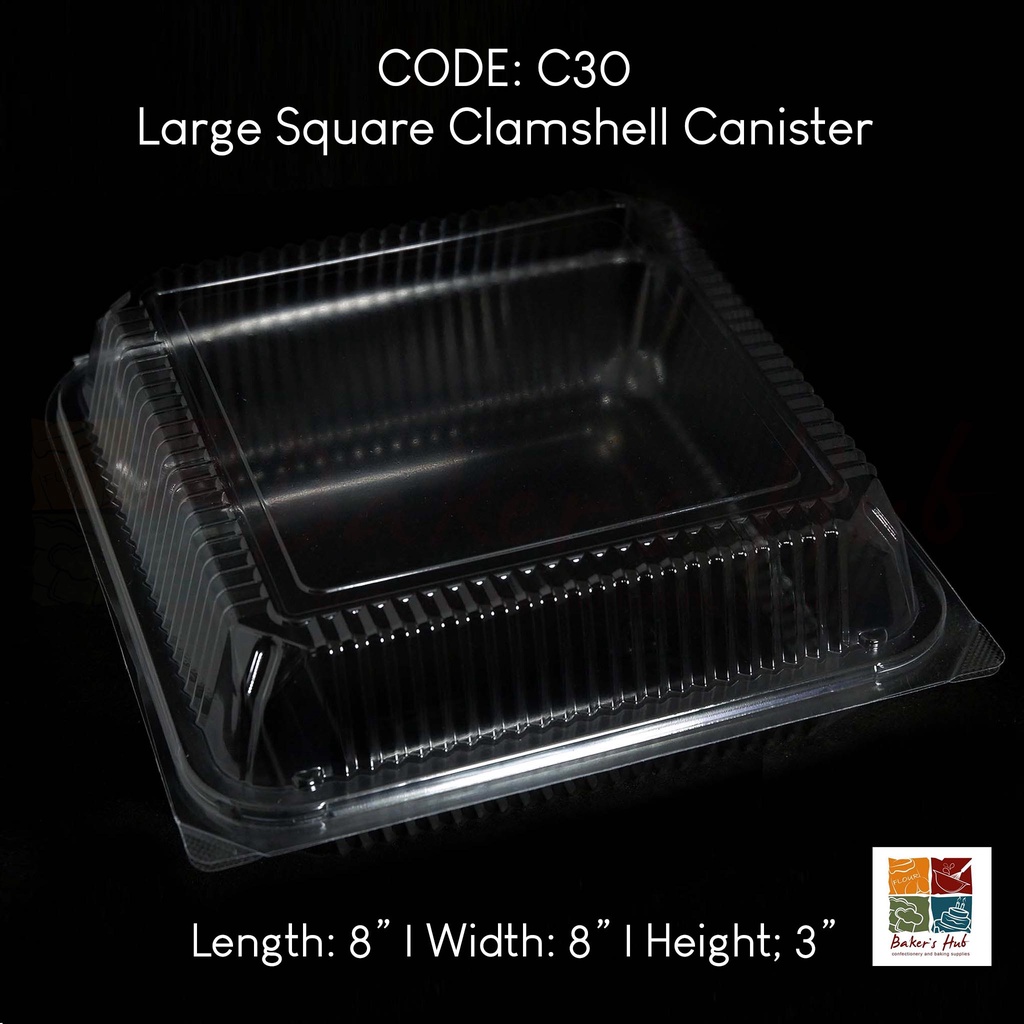 OPS - C30 Clamshell Clear Square Plastic Canister [10pcs] | Shopee ...