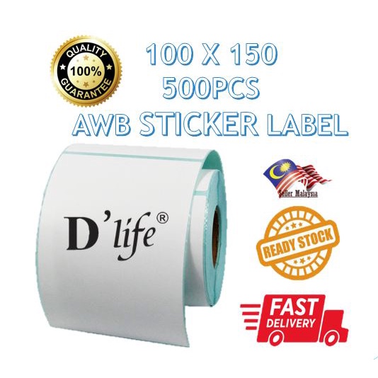 D‘Life 500pcs Thermal Label Paper Shopee Shipping Label Airway Bill ...