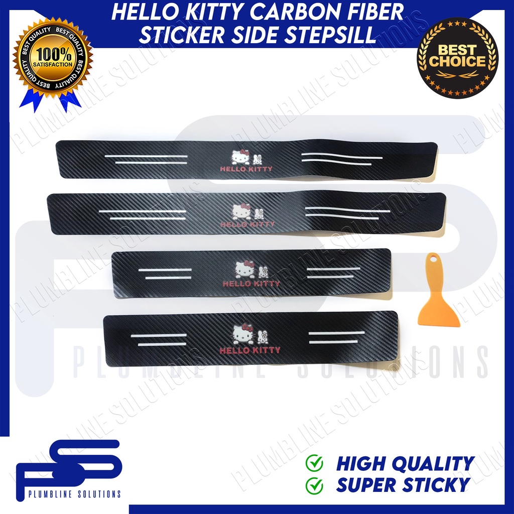 4pcs/set Sticker Side Stepsill Black Carbon Fiber Style Car Door Step ...