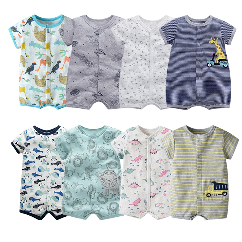 Newborn Baby Clothes Short Sleeve Floral Onesies, Infant Cotton Button ...
