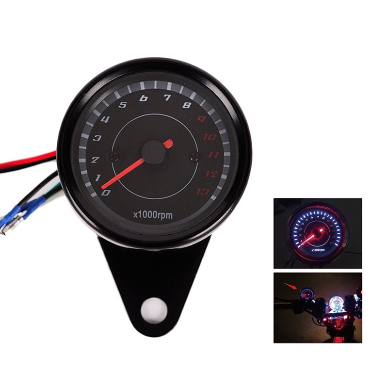 MOTORCYCLE RPM METER 12V TACHOMETER METER LED BACKLIGHT 13K RPM SHIFT ...