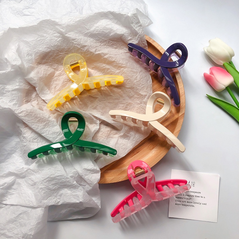 Square Hair Clamp 2 Tone Cross Hair Claw Ladies Hair Accessories Color ...