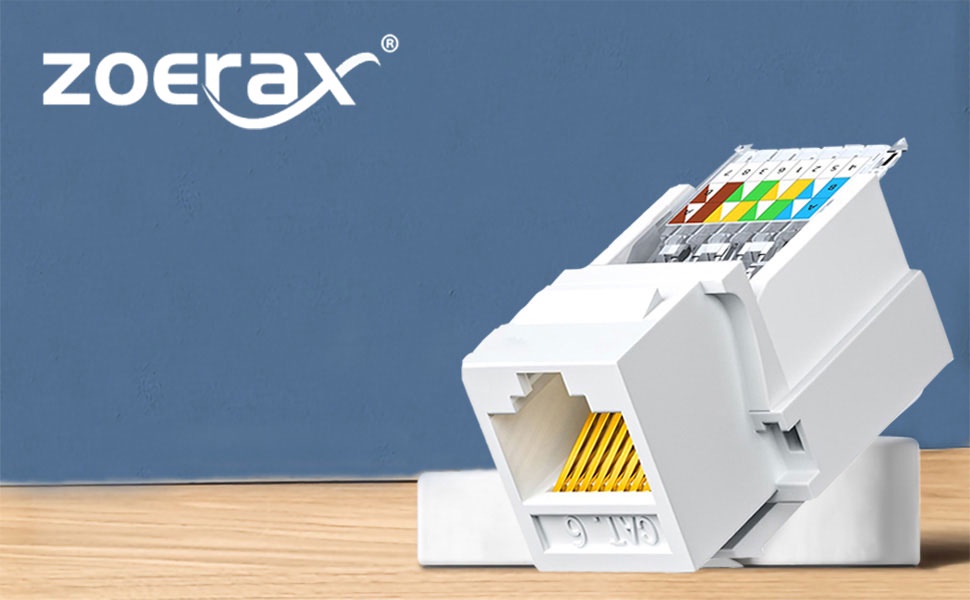 ZoeRax 10PCS Cat6 RJ45 Tool-Less Keystone Ethernet Module Female Jack Network Punch Down ...