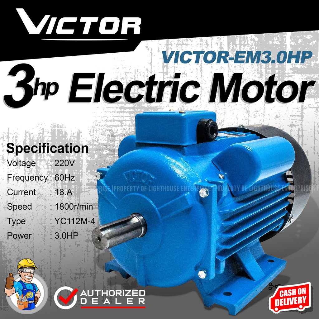 VICTOR 3HP Induction Motor / Electric Motor 100% Copper (VICTOR-EM3.0HP ...
