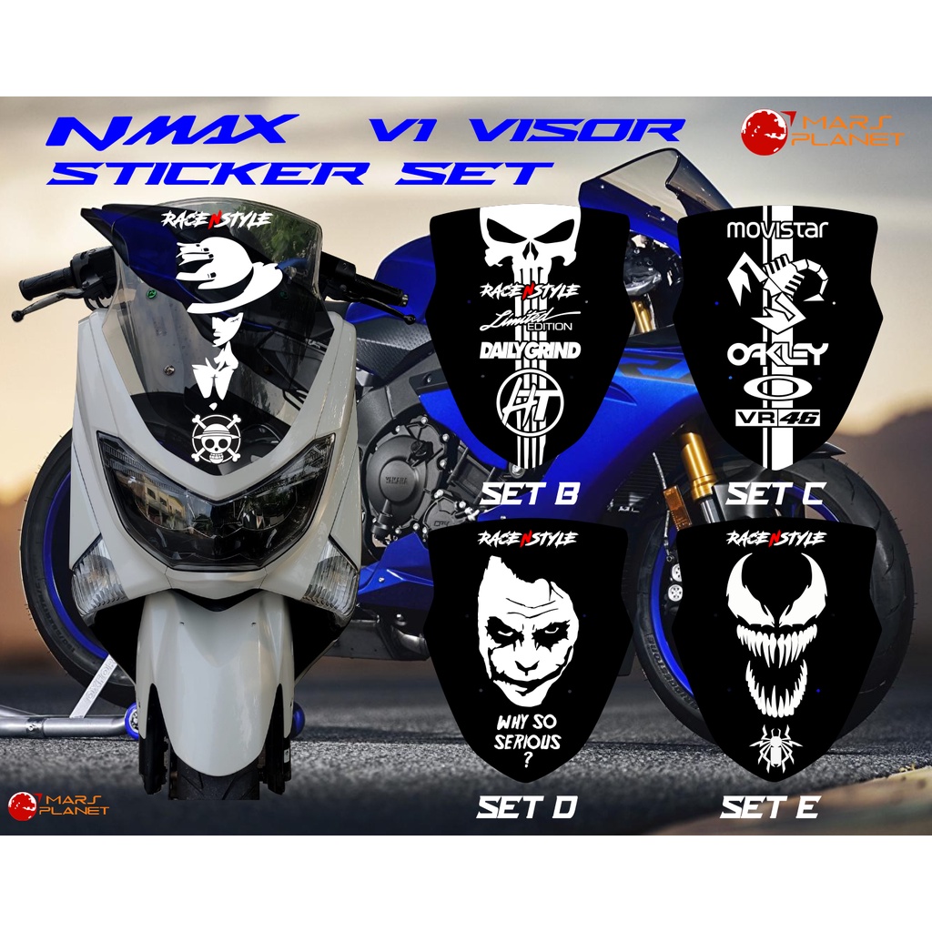 YAMAHA NMAX V1 VISOR STICKER SET ONEPIECE LUFFY MACHINE CUT OUT ...