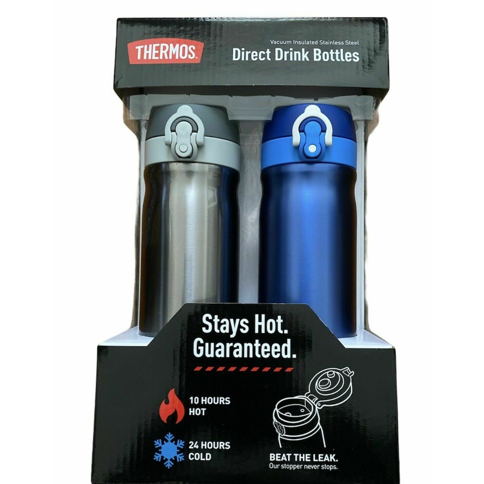 Thermos 470ml Vacuum Insulated Direct-drink Bottle 2 Pack - Gray/Blue ...
