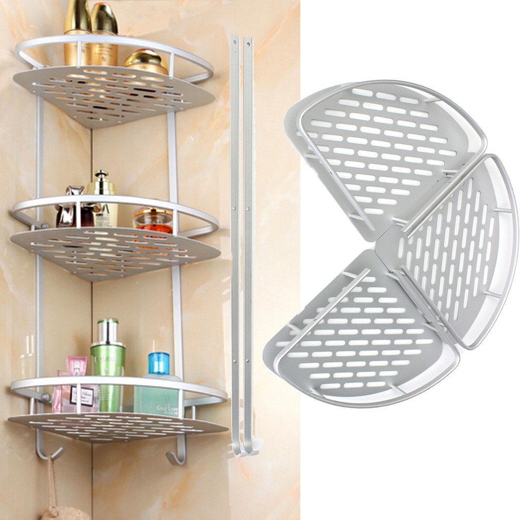 3 Layer Corner Bathroom Rack Triangular Bathroom Corner Organizer Rack ...