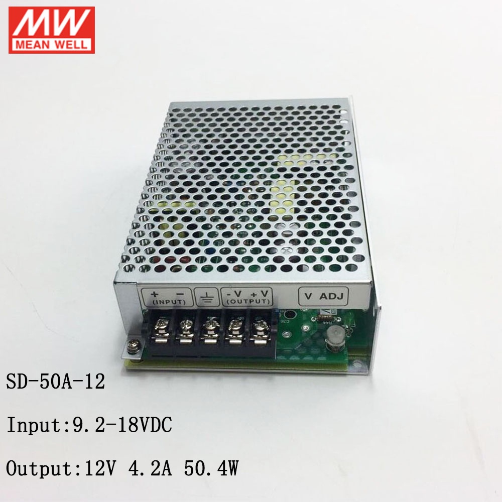 MEAN WELL SD-50A-12 9.2~18V DC To 12V DC 50W DC-DC Converter Switching Power Supply 12V To 12V 4 ...