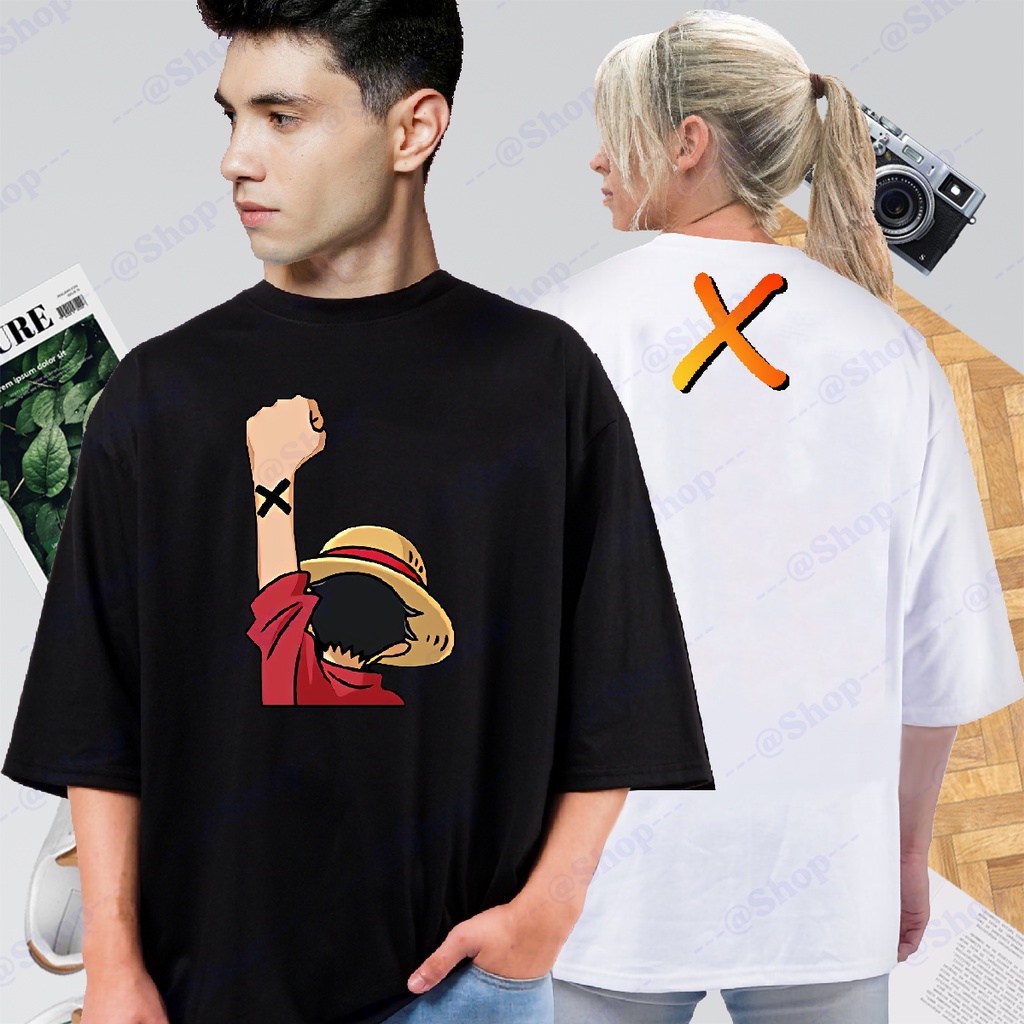 T-shirt Clothing Anime Luffy Peace Sign Back to Back Design Cotton (4 ...