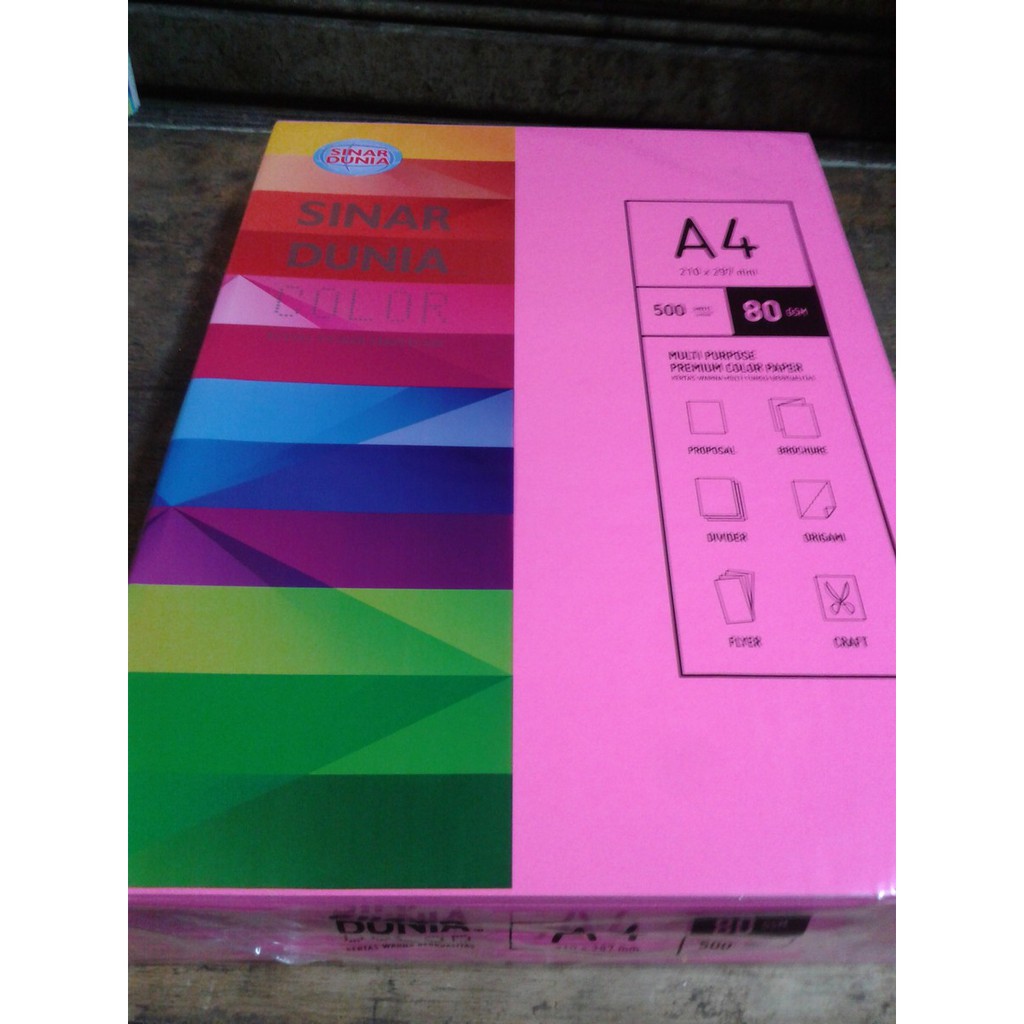 1 RIM 500 LBR A4 COLOR PAPER 80 gsm IT 350 Cyber Red SINAR DUNIA ...