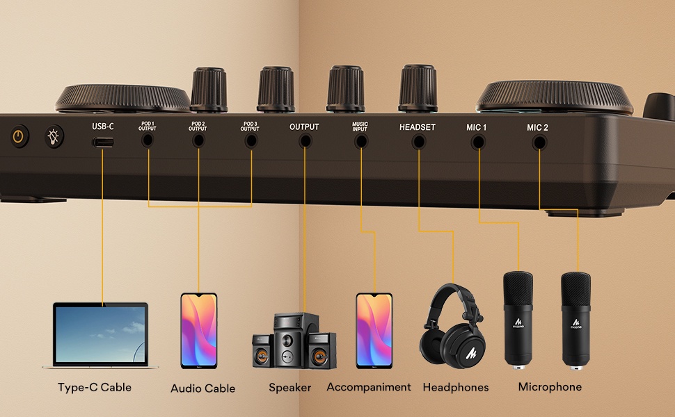 Maono AU-AM200-S1 Sound Card Condenser Microphone Set Professional ...