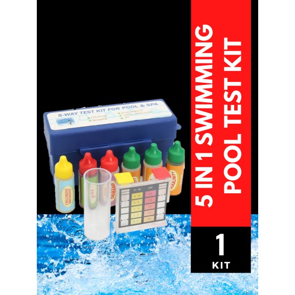 Complete 5 in 1 Swimming Pool Test Kit Spa Acidity Chlorine pH Bromine ...