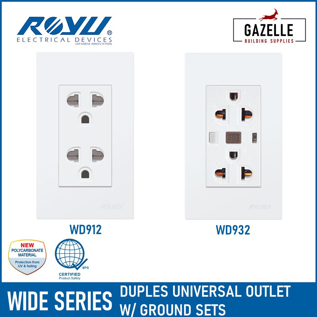 Royu Wide Series Switches and Outlet Sets - Universal / Duplex ...