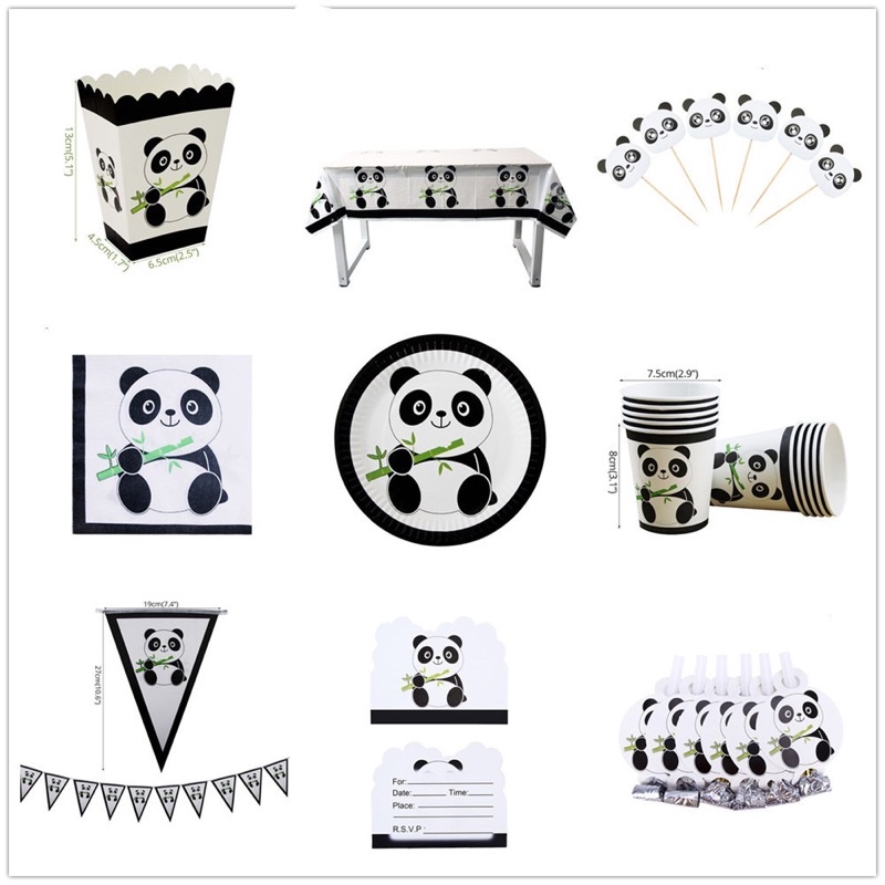 Panda Theme Happy Birthday Party Decor panda cup loot bags birthday ...