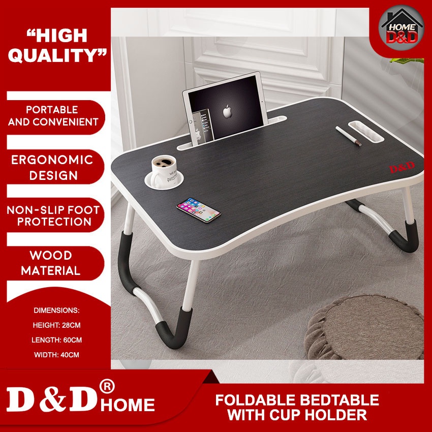 D&D Home | TABLE 2 Small Folding Desk Bed Table with Cup Holderthermal ...