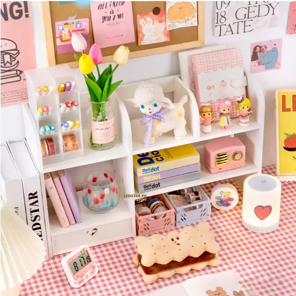 Wooden Desktop Organizer File Rack Office Supplies Books Holder Book ...