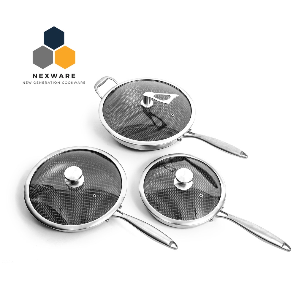 Nexware Chef Bundle - 24CM and 28CM Non-stick Pan with 32CM Non-stick ...