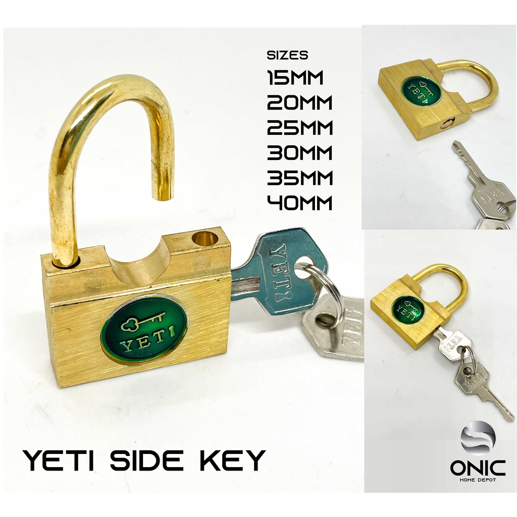 [ONIC] Yeti Brass Side Key Padlock (15mm, 20mm, 25mm, 30mm, 35mm, 40mm ...