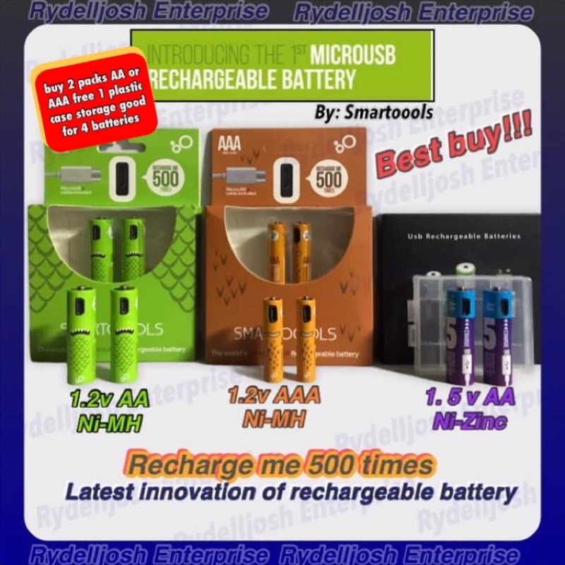 SMARTOOOLS Micro USB RECHARGEABLE BATTERY AA / AAA * pack by 2’s ...