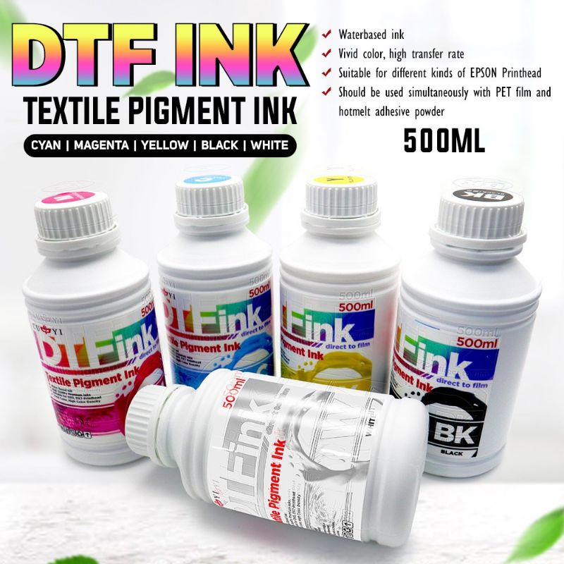 500ml DTF Direct to Film Textile Pigment Ink (C, M , Y , BK , White) | Shopee Philippines