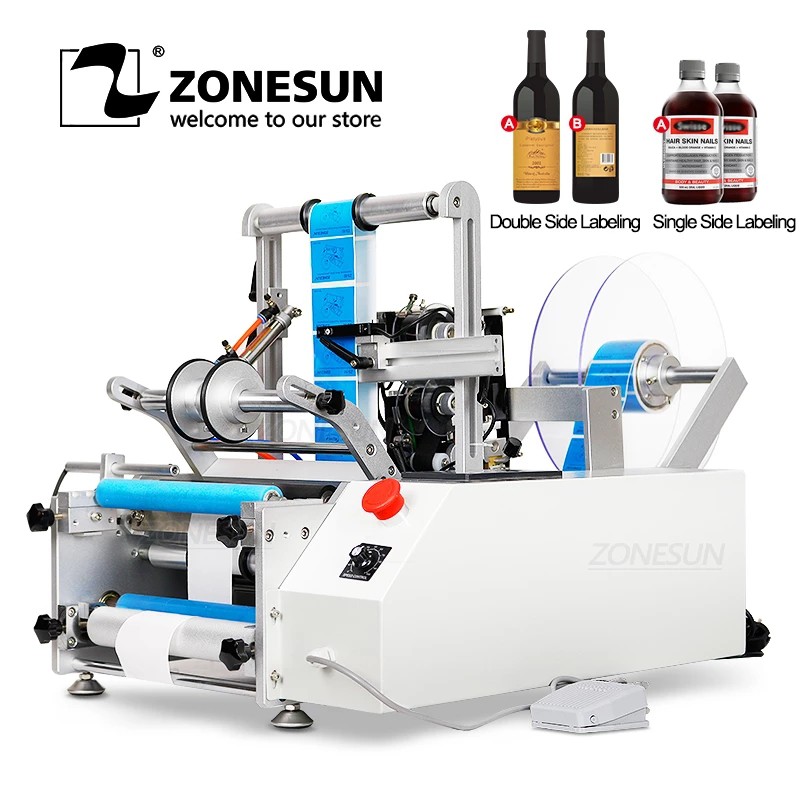 ZONESUN LT-190 Labeller Automatic Plastic Round Glass Bottle Double ...