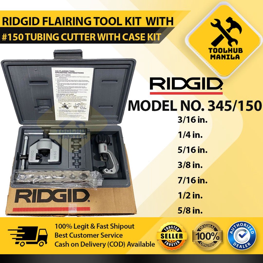 RIDGID Model 345/150 Flaring Tool Kit with #150 Tubing Cutter With Case ...