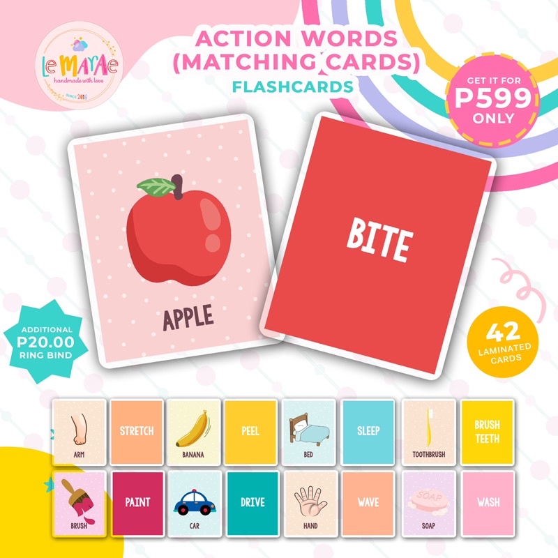 ACTION WORDS MATCHING THINGS Montessori Laminated Educational ...