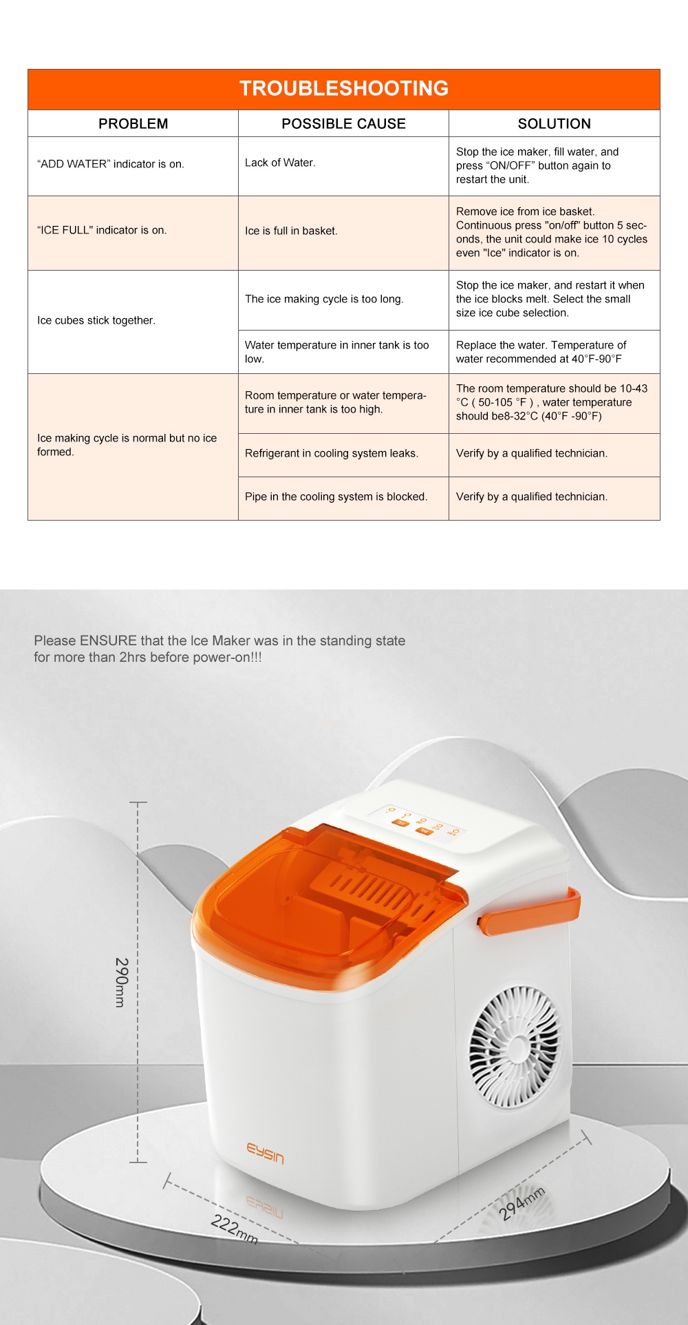 EYSIN IC20 Automatic Ice Maker Machine Fast Portable Ice Cube Maker for ...