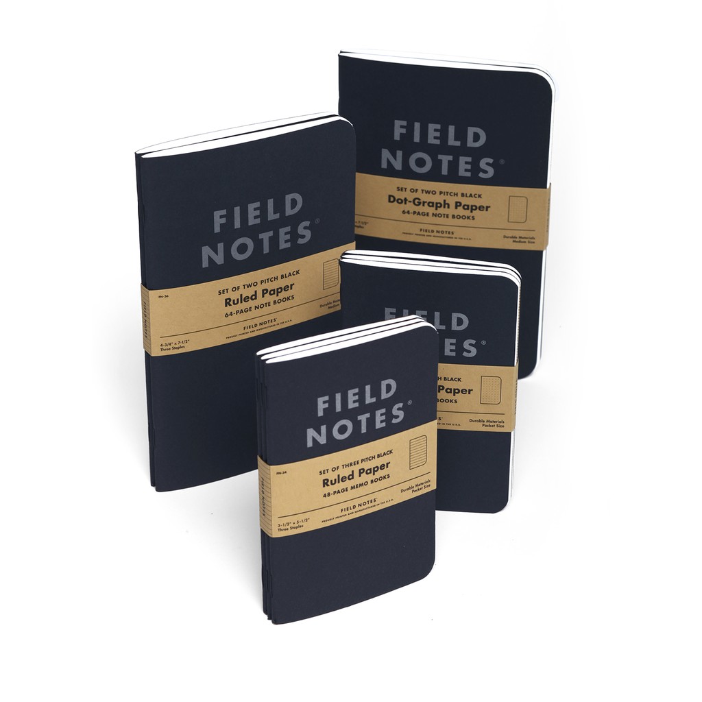 Field Notes Pitch Black Notebook - Set of Two | vintage-inspired Medium ...