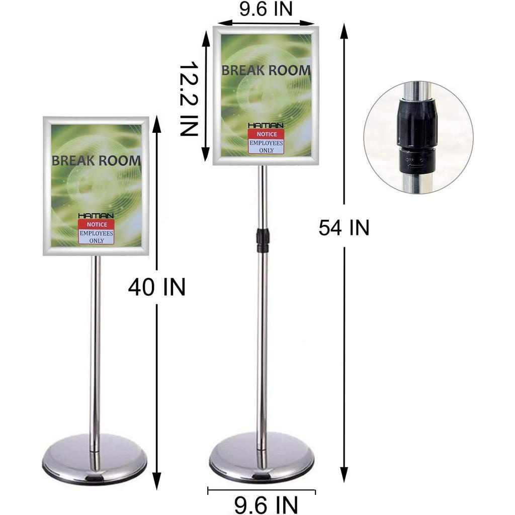 Adjustable Poster Stand Holder Stainless steel Standing Display Sign ...
