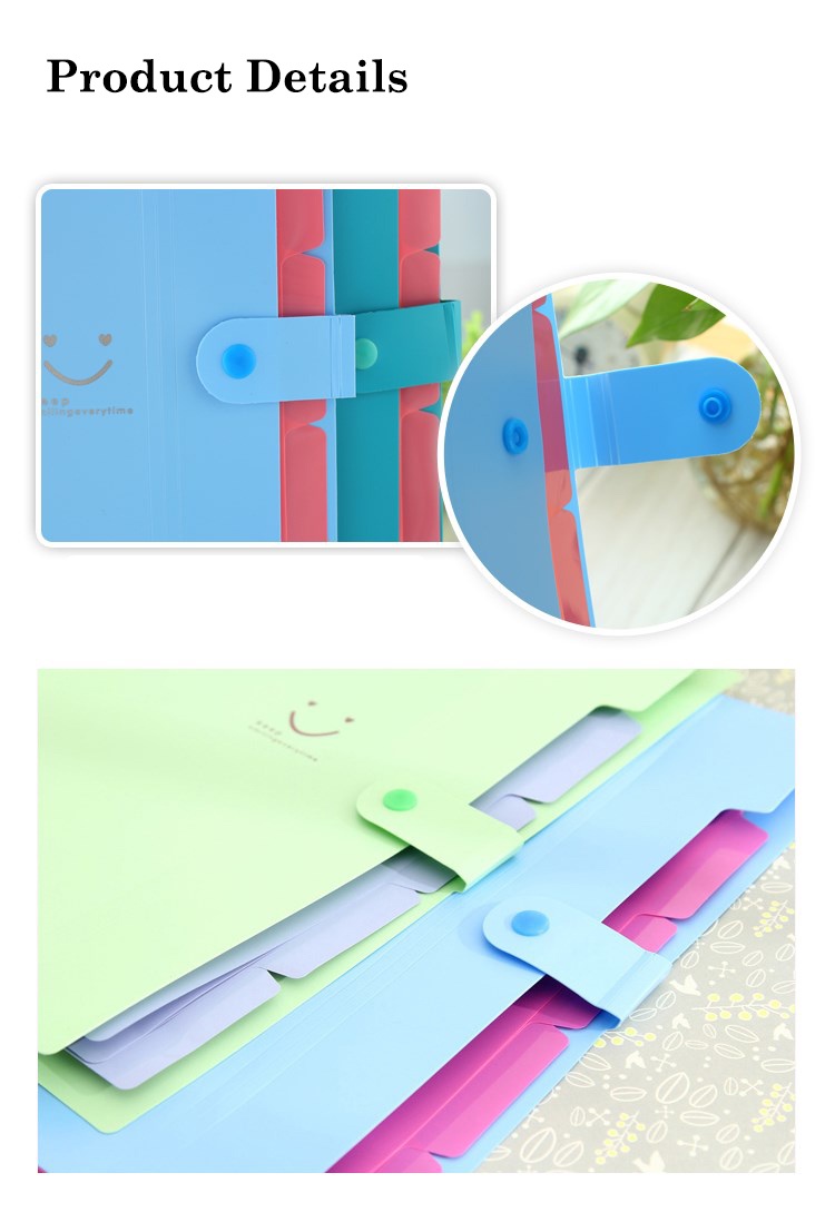 5-Pocket A4 Plastic Expanding File Folders Accordion Document Organizer ...