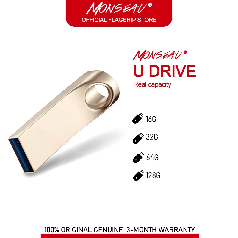 Monseau USB Flash Drives USB 3.0 Metal drive 16G 32G 64G 128G | Shopee ...